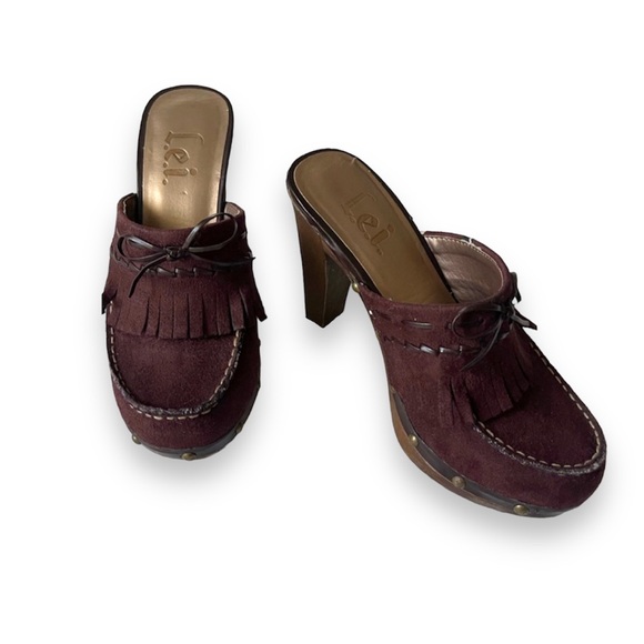 lei | Shoes | Vintage Y2k Lei Studded Chunky Platform Clog Heels Faux ...